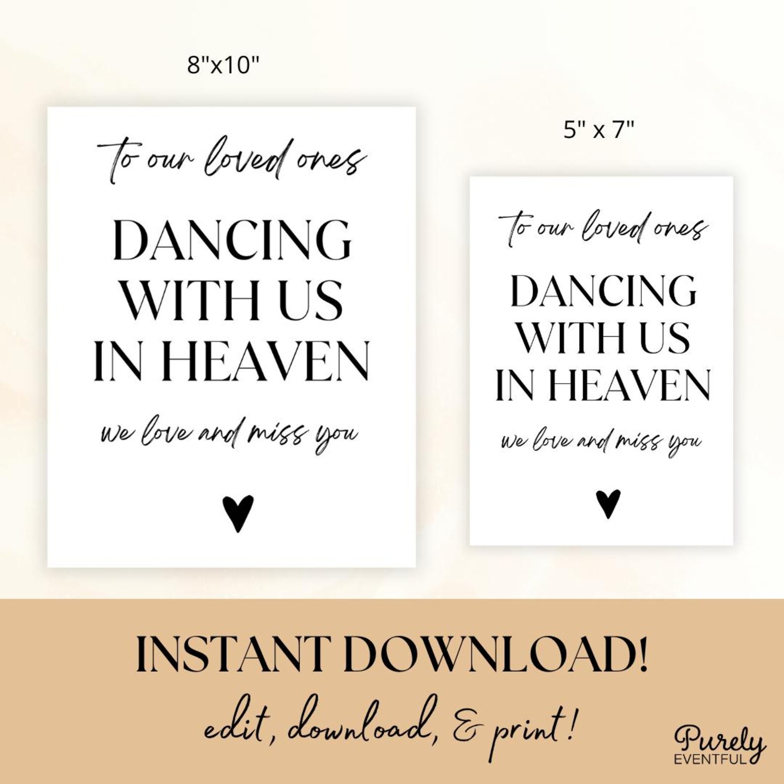 Wedding Memorial Sign Dancing With Us in Heaven | in Loving Memory Sign ...