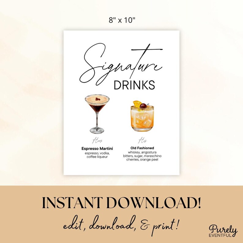 Signature Cocktail Sign | Signature Drink Sign | Bar Menu | Wedding ...