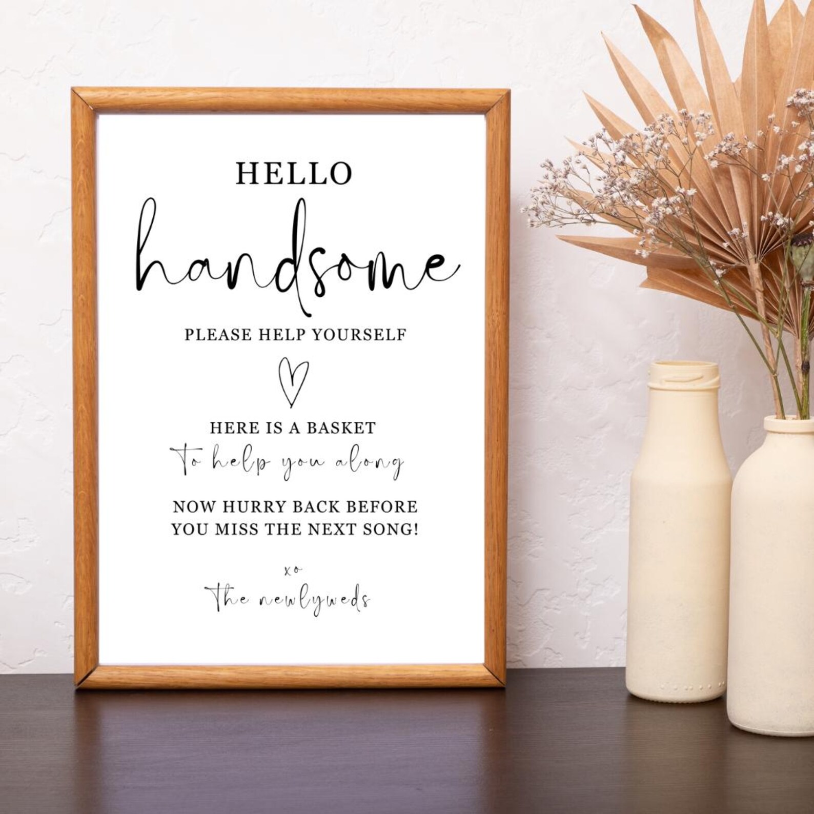 Bathroom Basket Sign for Wedding | Wedding Hello Gorgeous and Handsome ...