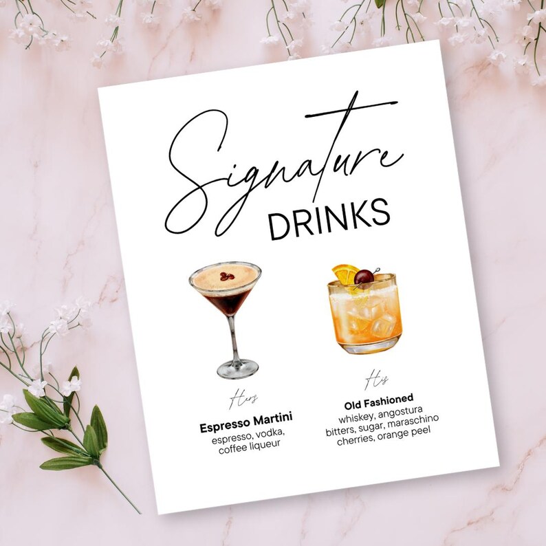 Signature Cocktail Sign | Signature Drink Sign | Bar Menu | Wedding ...