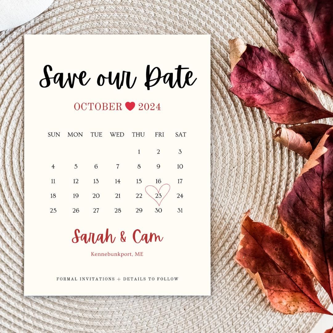 Calendar Save the Date Printable | Wedding Save the Date Template ...