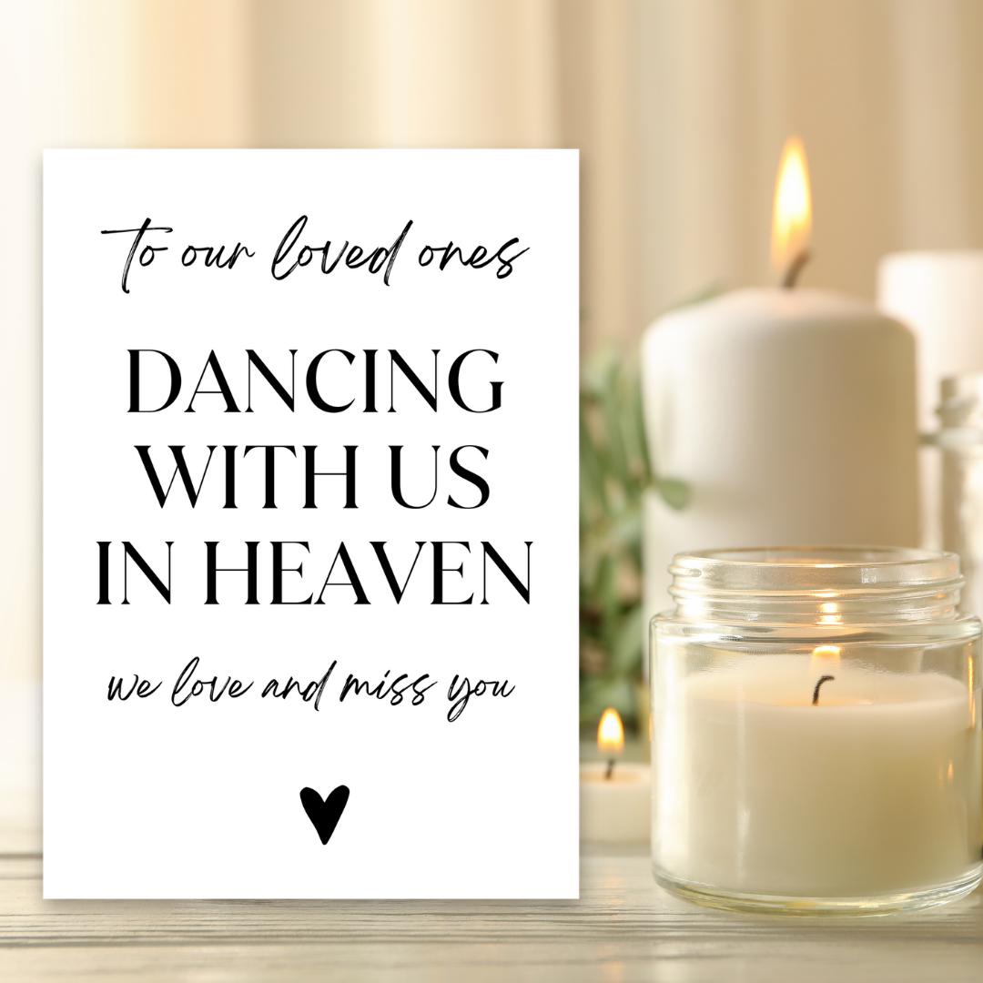 Wedding Memorial Sign Dancing With Us in Heaven | in Loving Memory Sign ...