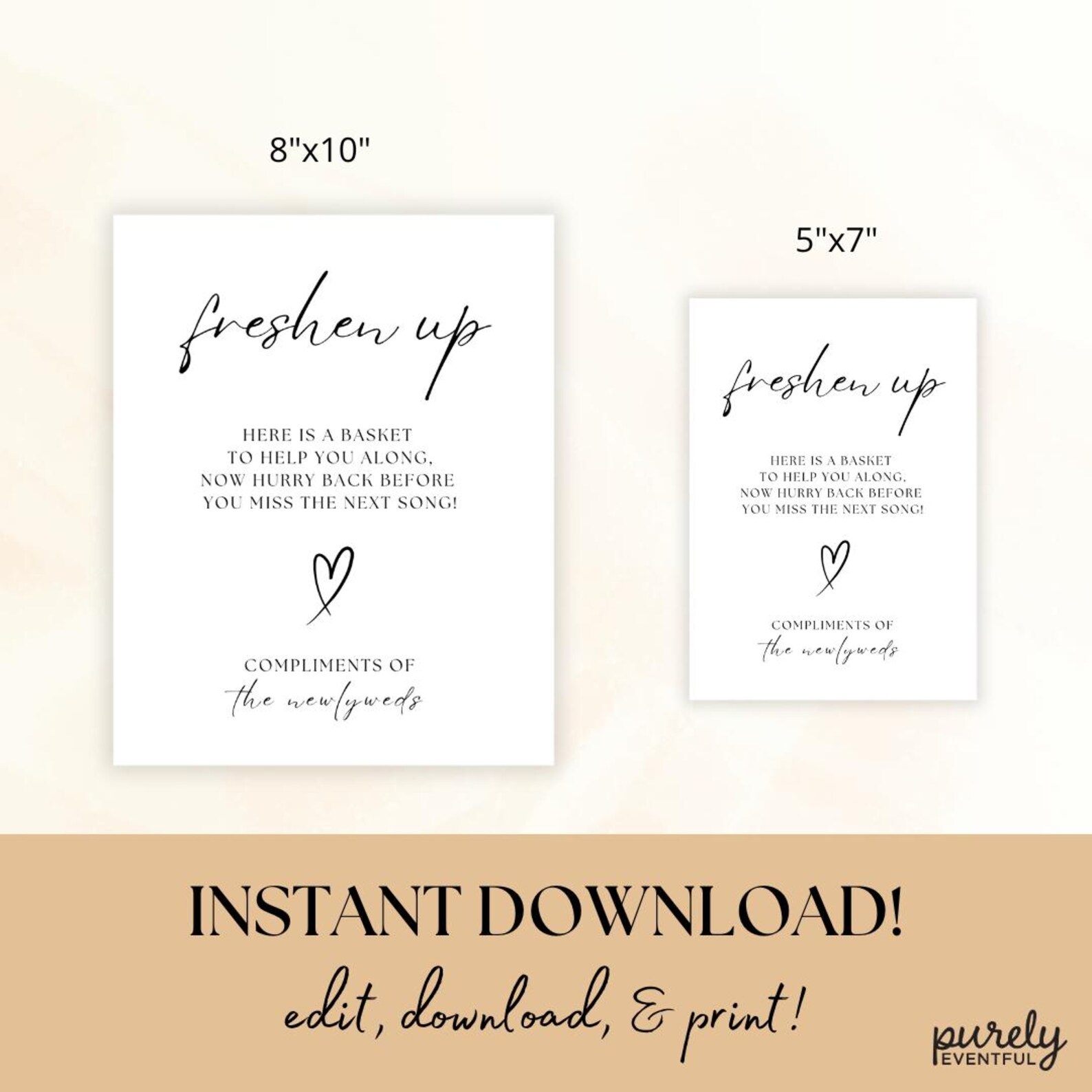 Minimalist Freshen up Sign Template | Wedding Bathroom Sign | Bathroom ...