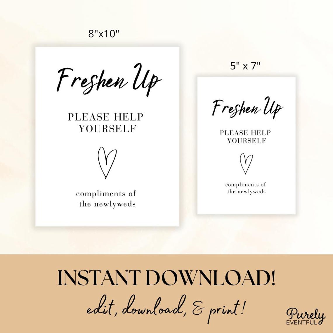 Minimalist Freshen up Sign Template | Wedding Bathroom Sign | Bathroom ...