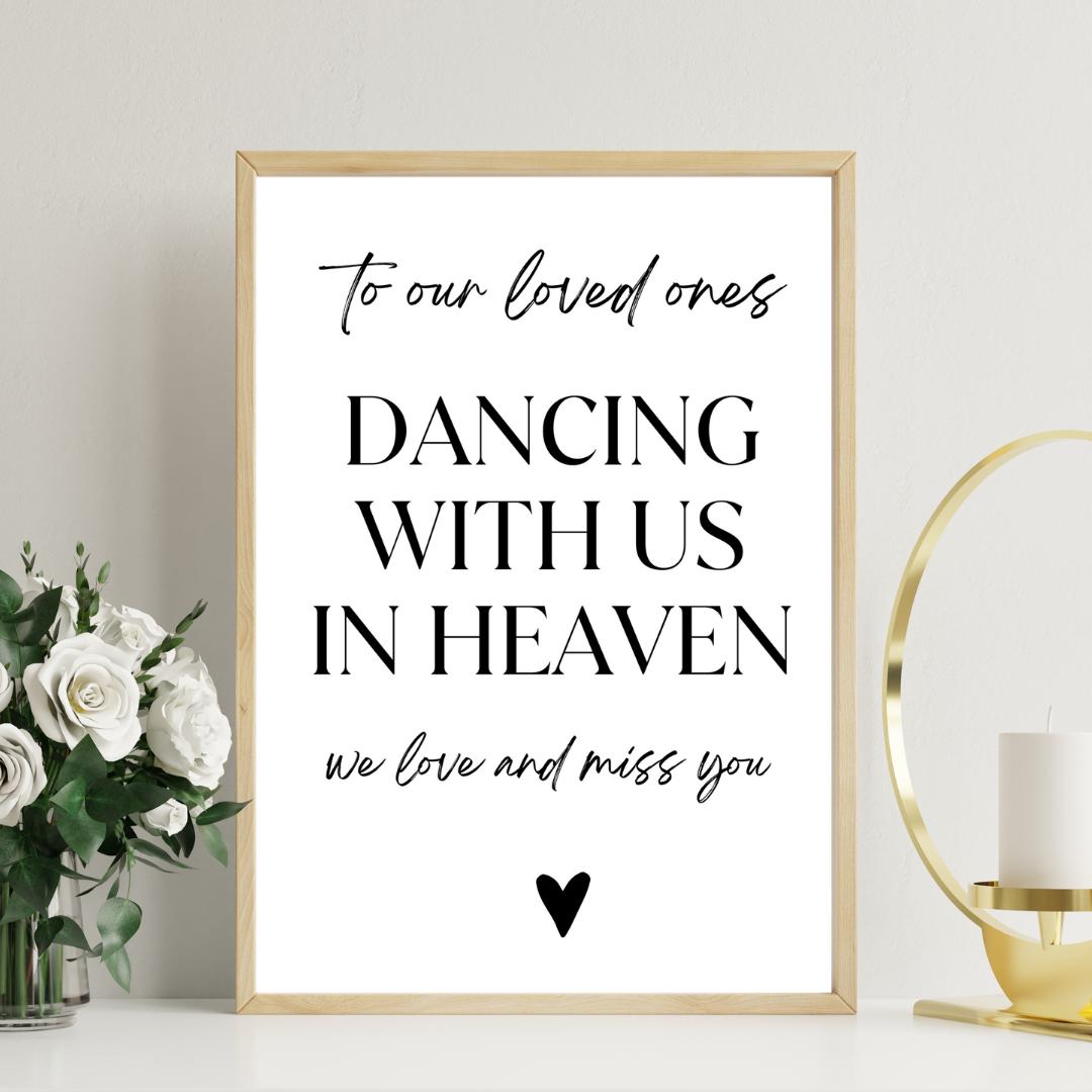 Wedding Memorial Sign Dancing With Us in Heaven | in Loving Memory Sign ...