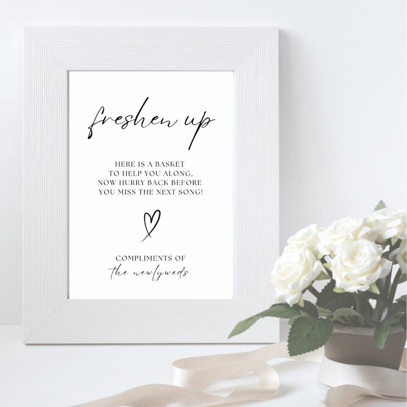 Minimalist Freshen up Sign Template | Wedding Bathroom Sign | Bathroom ...