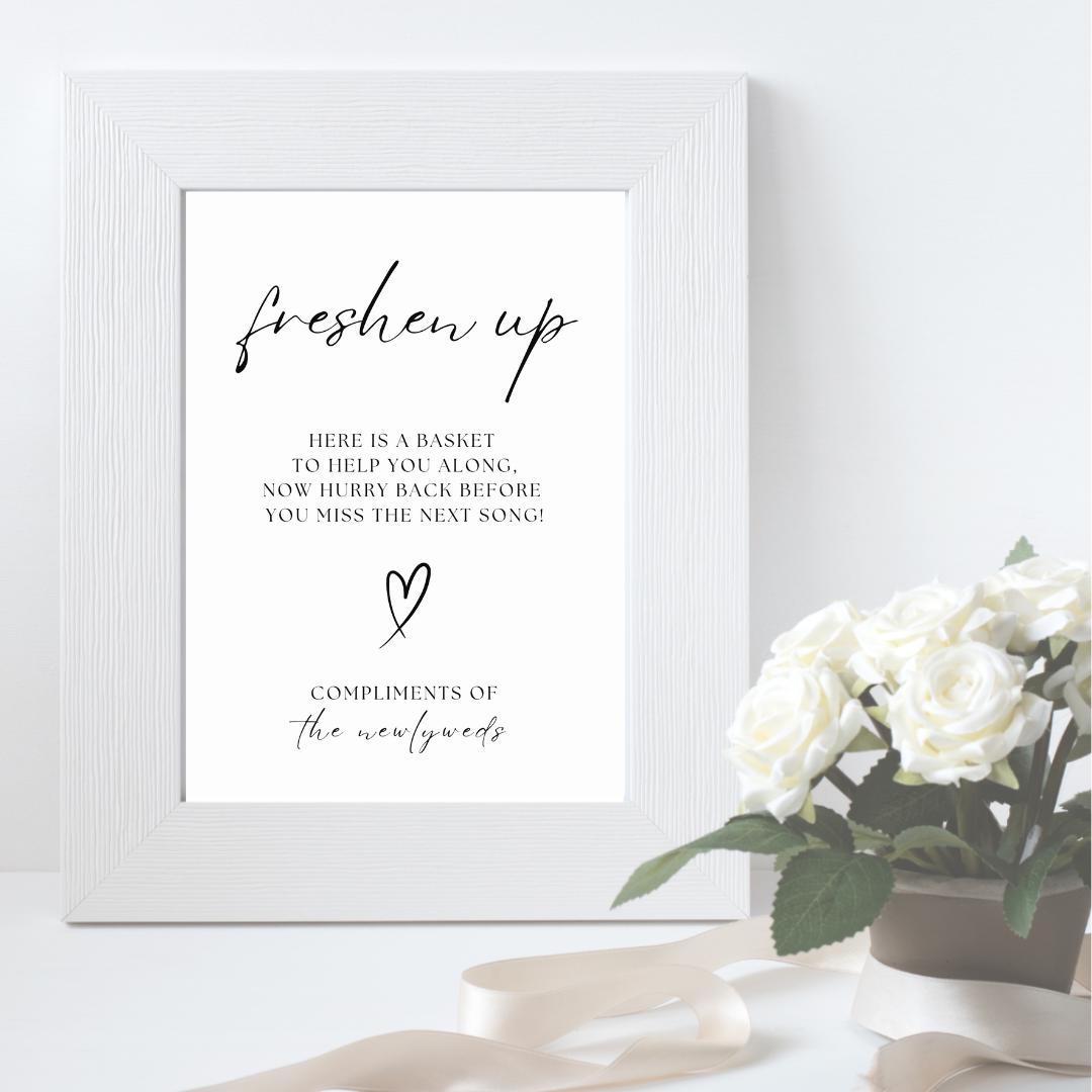 Minimalist Freshen up Sign Template | Wedding Bathroom Sign | Bathroom ...