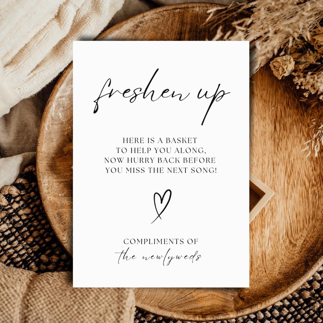 Minimalist Freshen up Sign Template | Wedding Bathroom Sign | Bathroom ...