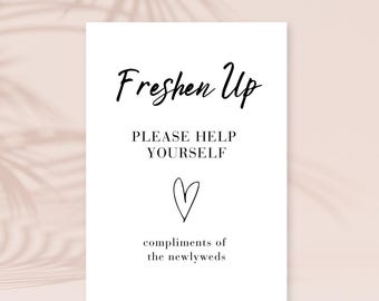 Minimalist Freshen up Bathroom Sign Template | Wedding Sign | Bathroom ...