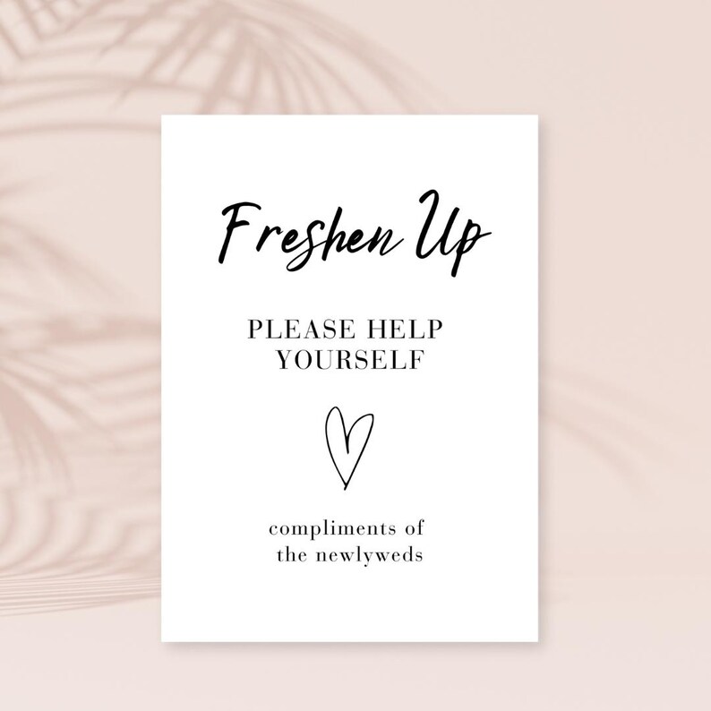 Minimalist Freshen up Sign Template | Wedding Bathroom Sign | Bathroom ...