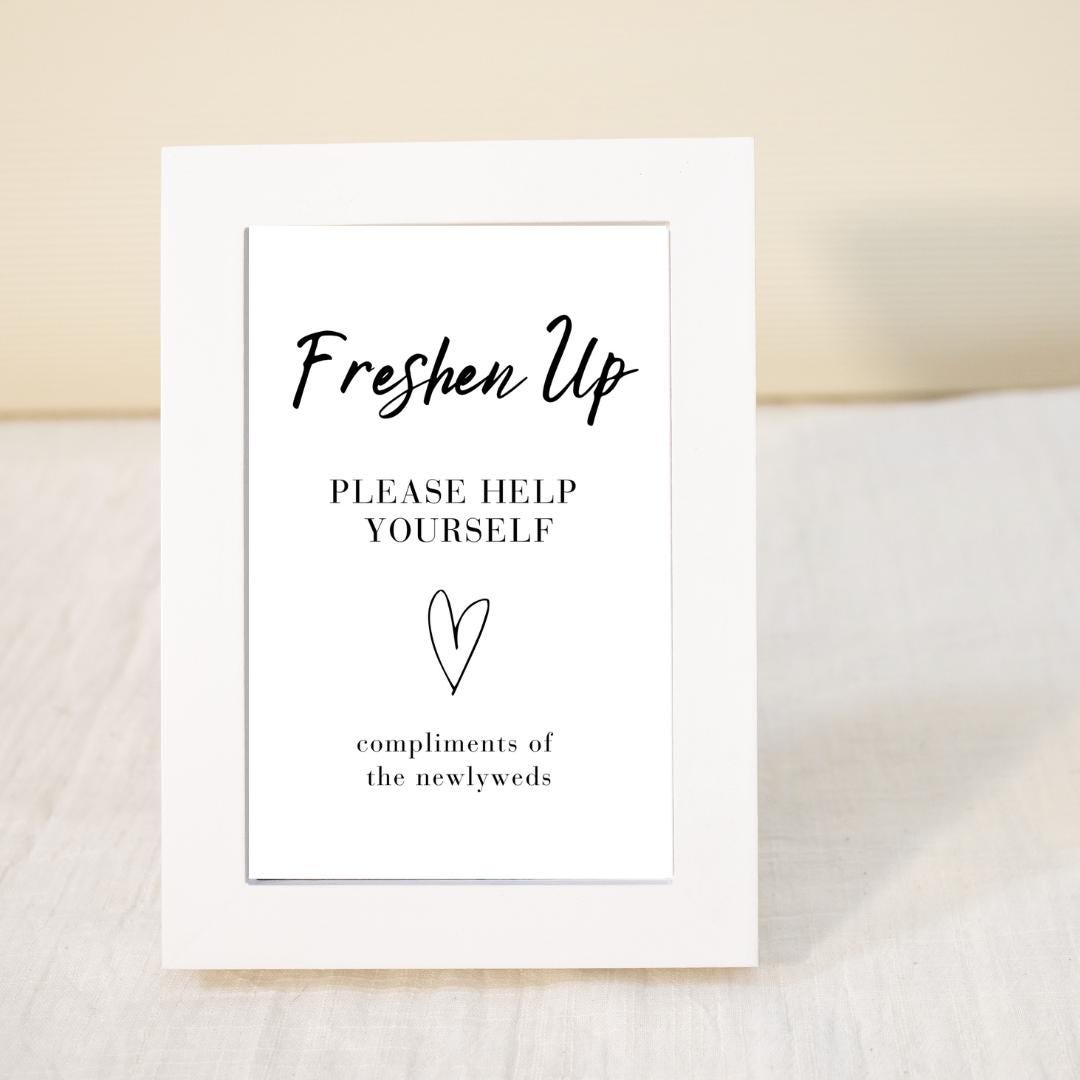 Minimalist Freshen up Sign Template | Wedding Bathroom Sign | Bathroom ...