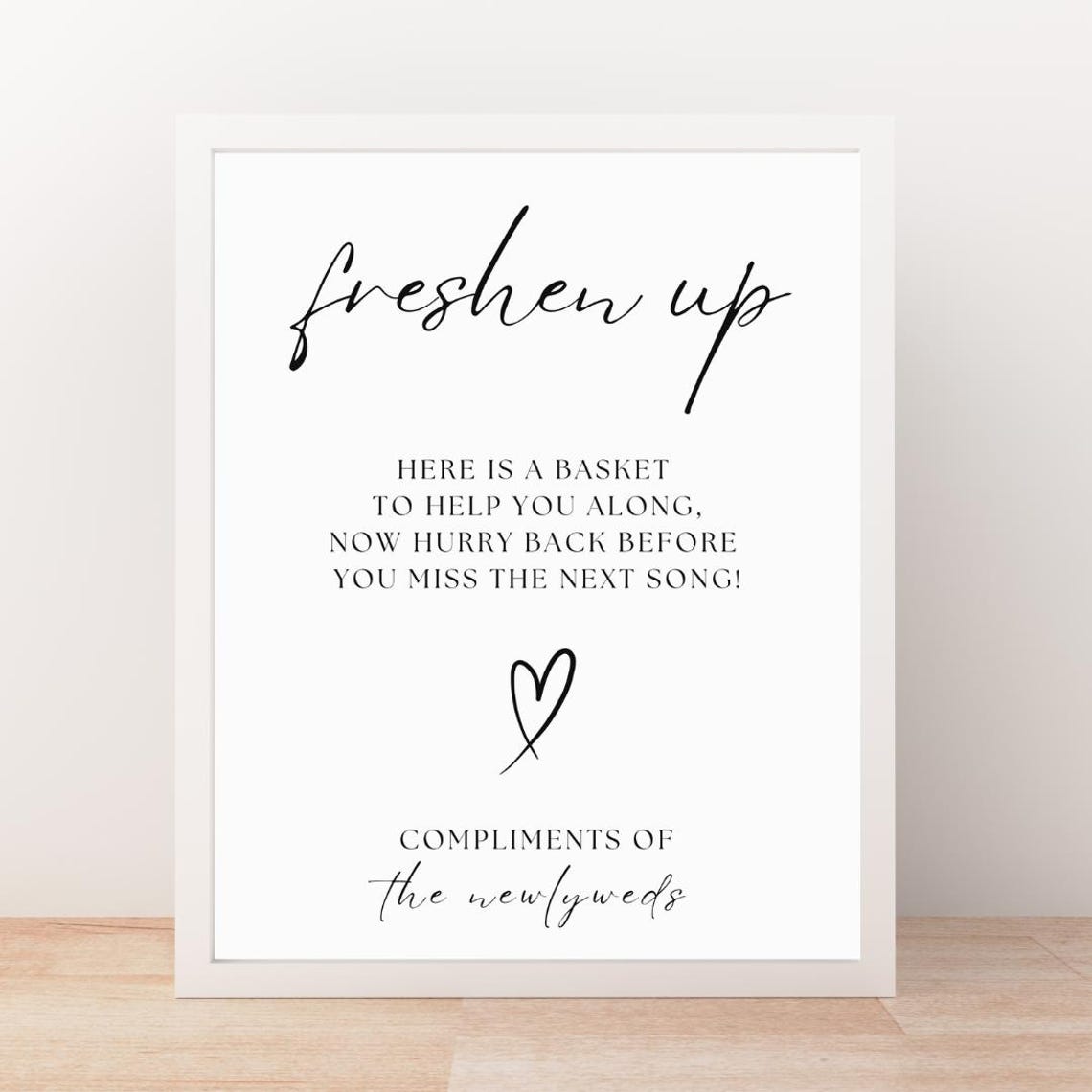 Minimalist Freshen up Sign Template | Wedding Bathroom Sign | Bathroom ...