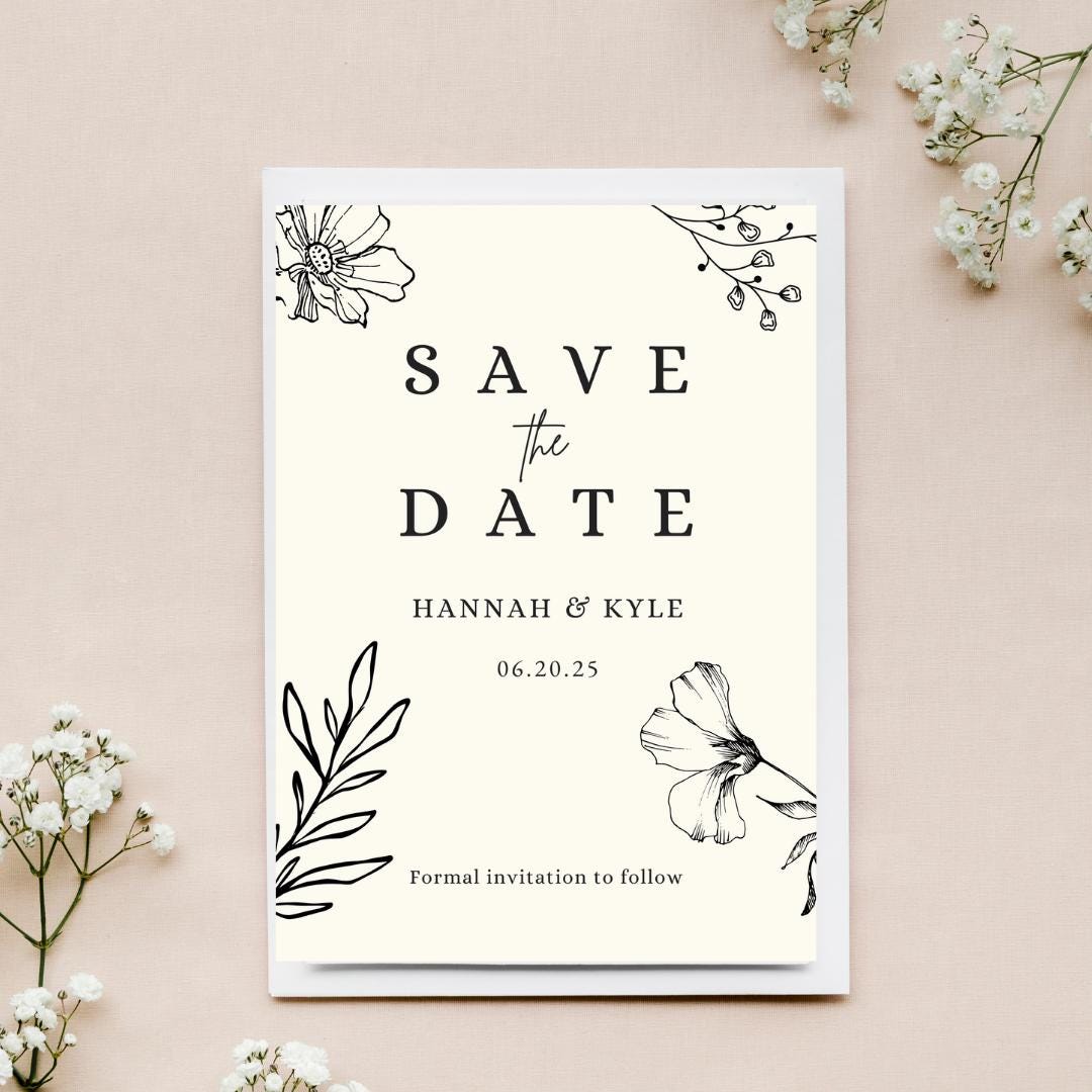 Elegant Save the Date Template | Minimalist Save the Date | Printable ...