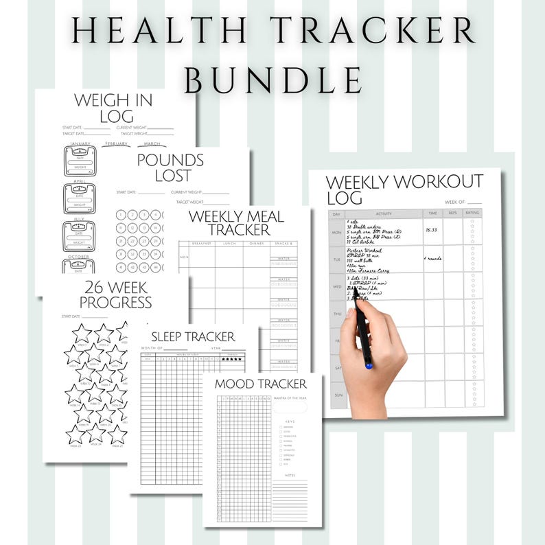 BUNDLE Healthy Habits Tracker PRINTABLE, PDF Journal Page Weekly ...