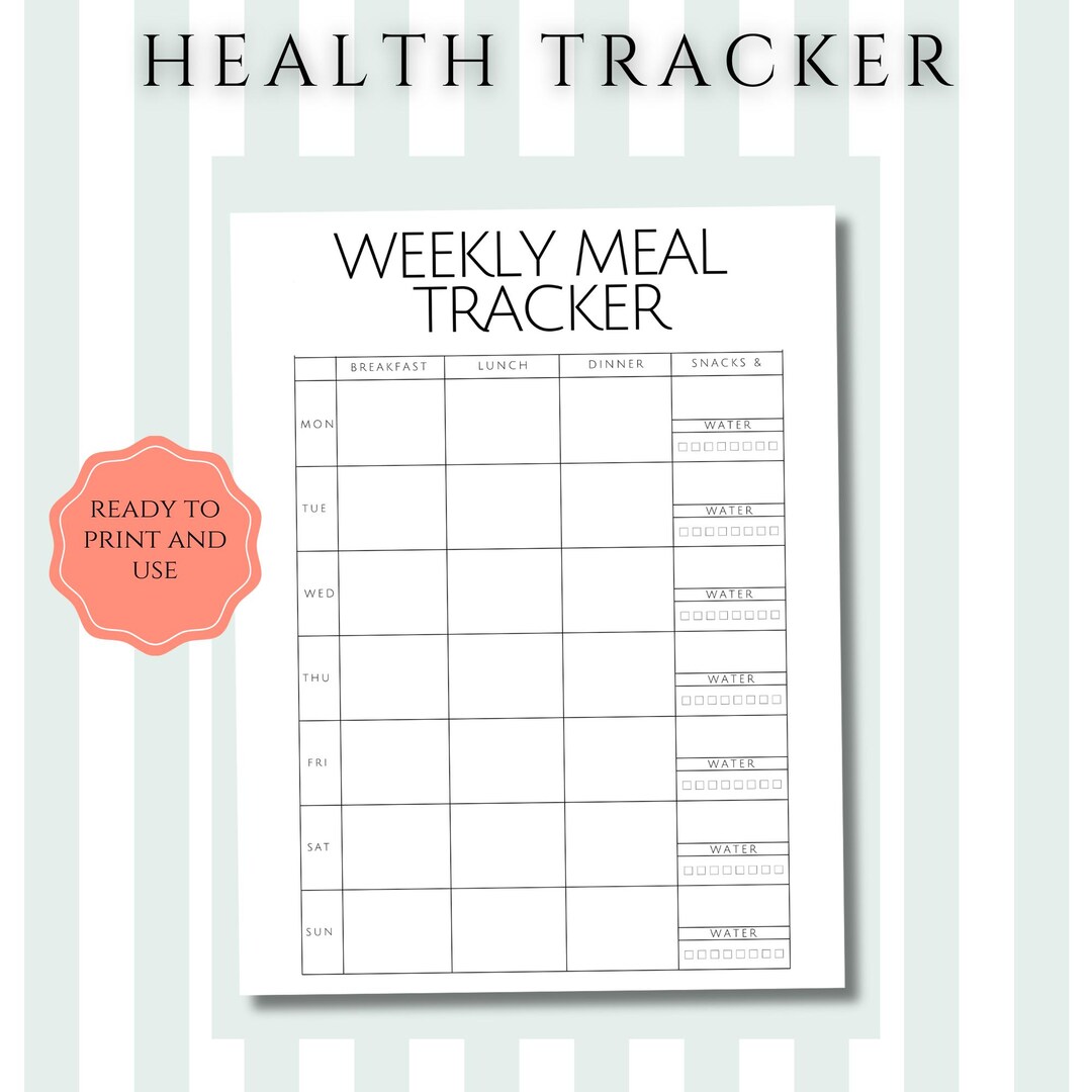 Weekly Meal Tracker - PRINTABLE Meal Plan- Food Planner Page - PDF ...