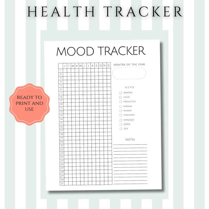 Mood Tracker - PRINTABLE - PDF Journal Page - Feelings Tracker - Daily ...