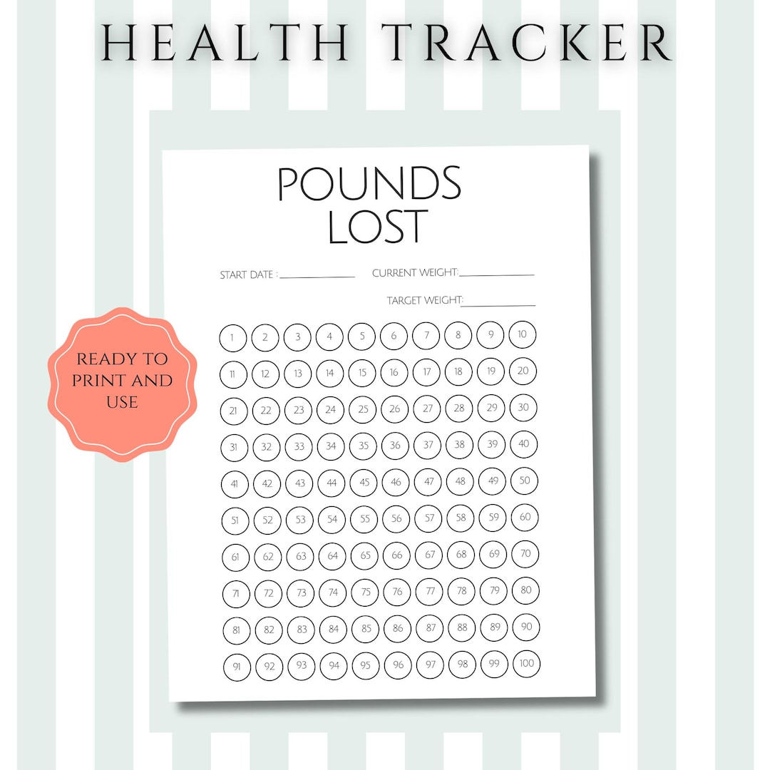 Pounds Lost Log- PRINTABLE- Weight Loss Tracker - PDF Journal Page ...