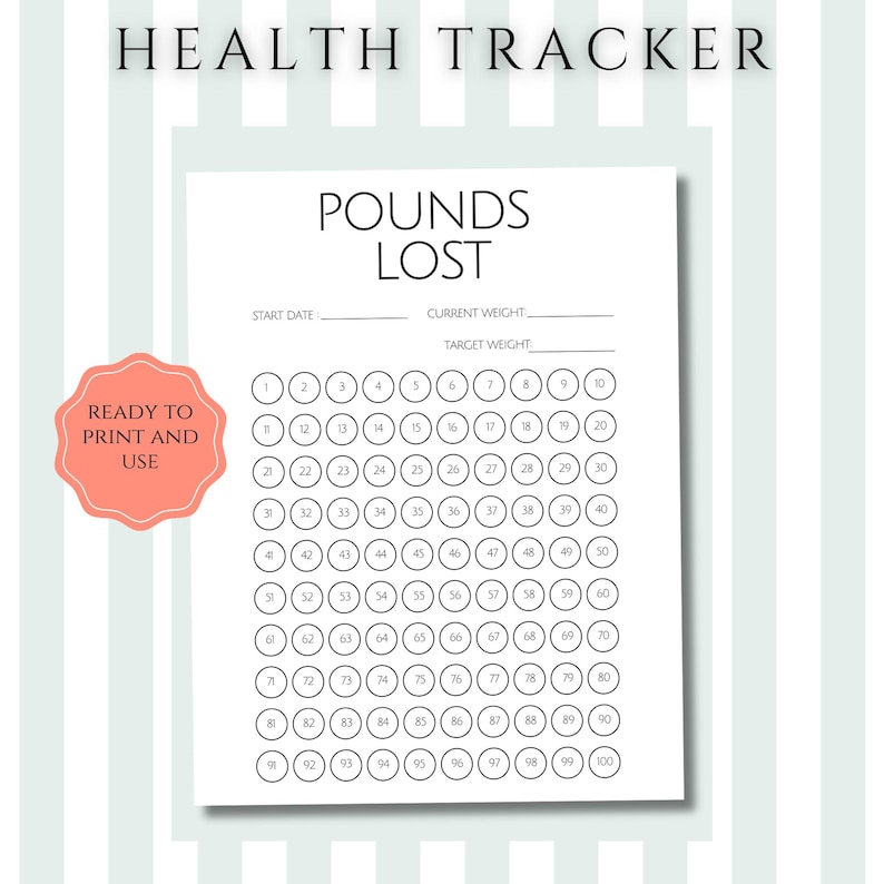 Pounds Lost Log- PRINTABLE- Weight Loss Tracker - PDF Journal Page ...