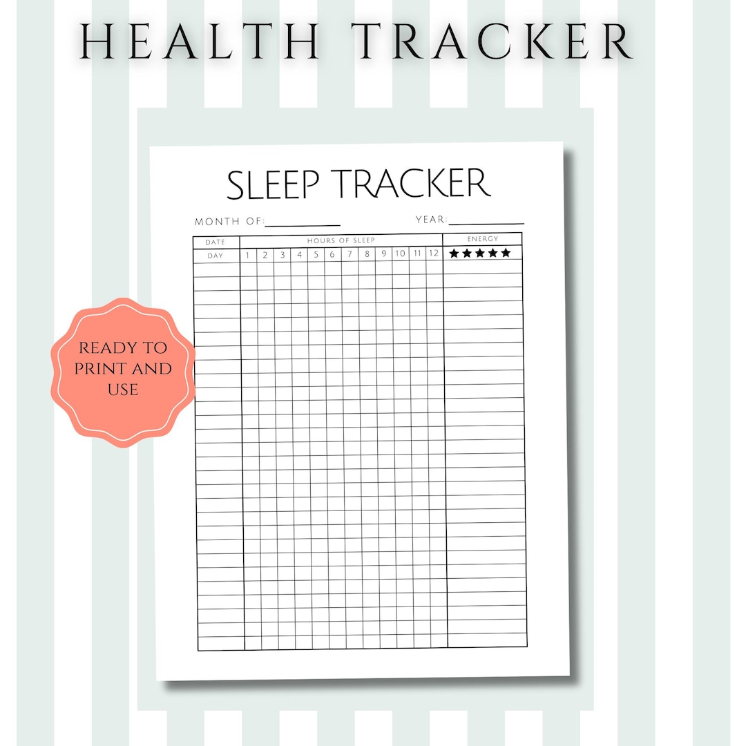 Sleep Tracker PRINTABLE, PDF Journal Page, Monthly Sleep Tracker, Sleep ...