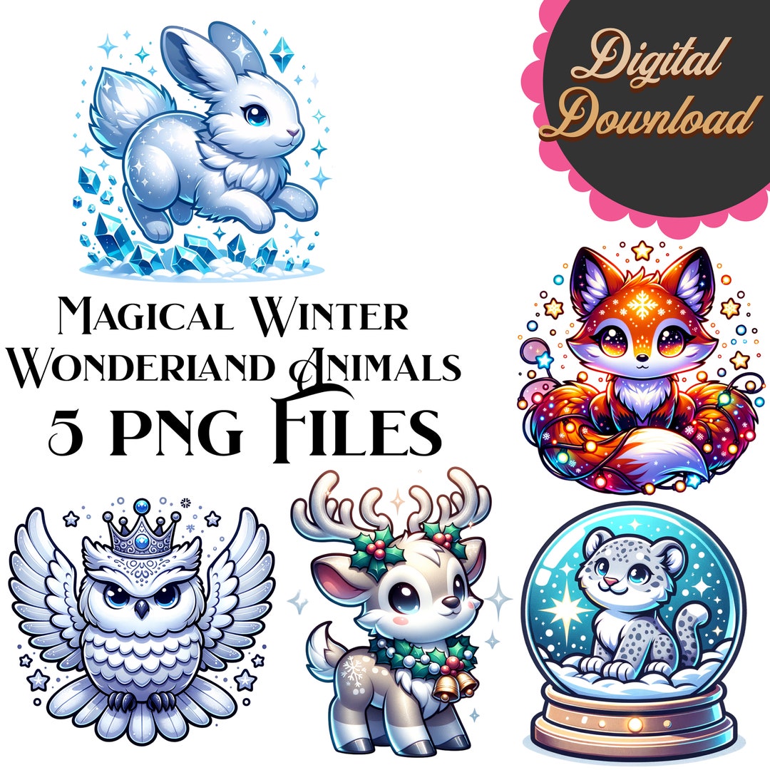 Magical Winter Wonderland Animals | 5 High-resolution Pngs | Snow ...