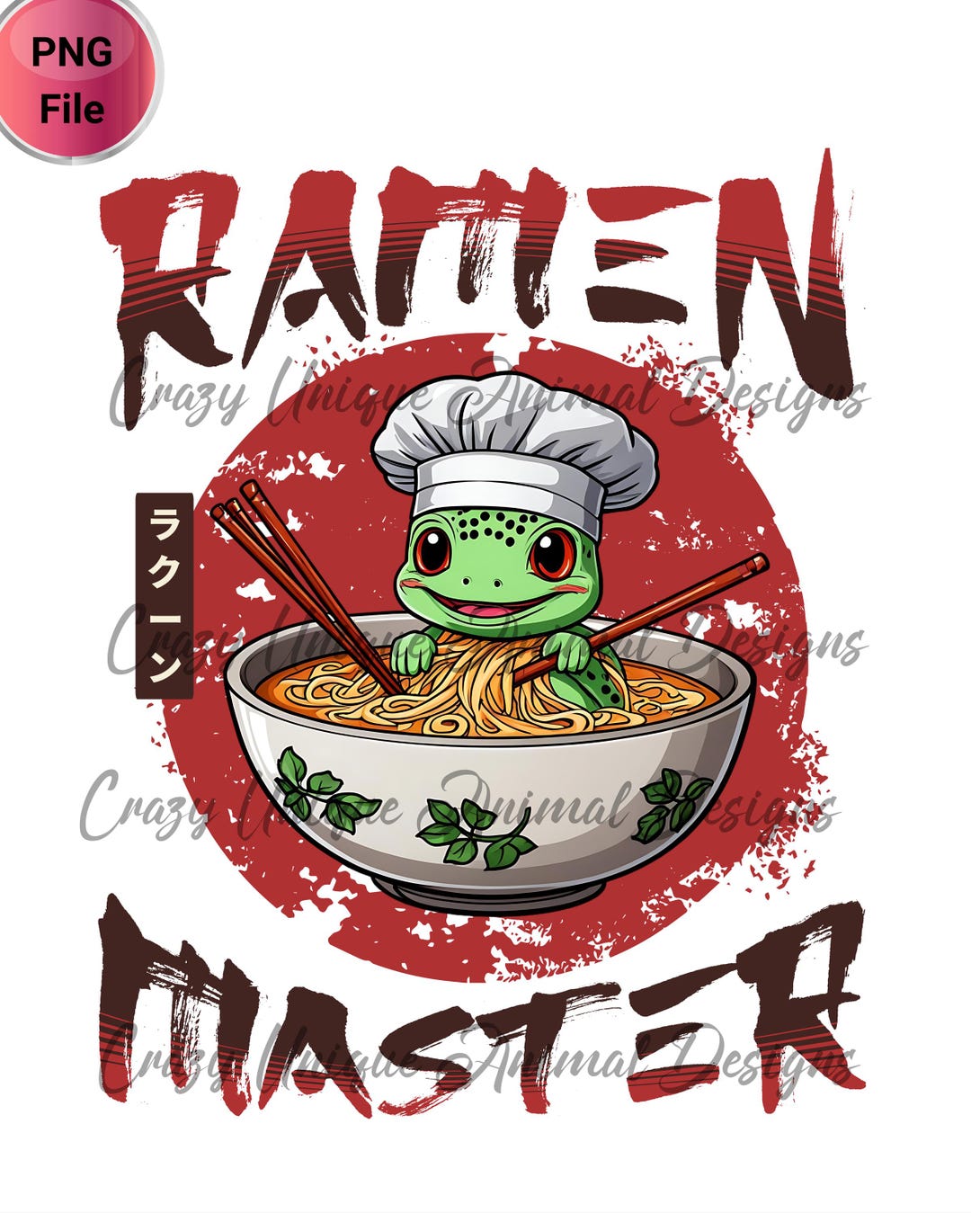 Ramen Master Gecko PNG - Funny Gecko Chef Illustration - Foodie Gecko ...
