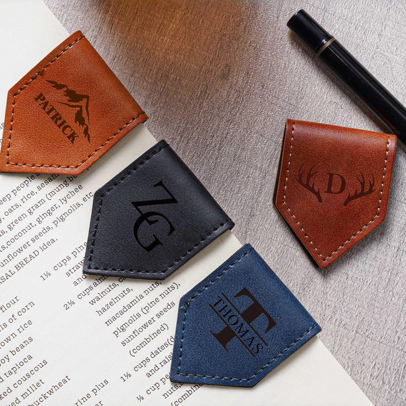 Leather Bookmark Magnet Men - Etsy UK