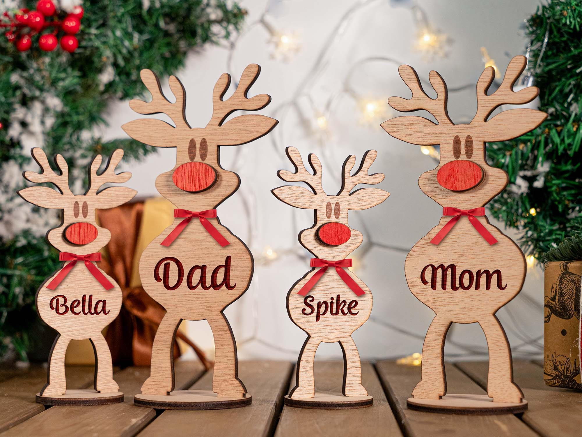 Personalized Freestanding Reindeer,family Christmas Decoration,place ...
