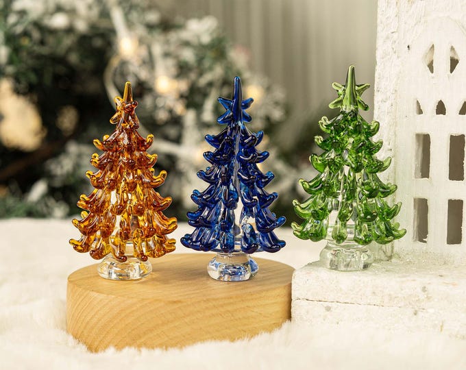 Handcrafted Glass Tree With Crystal AB Accents/ornaments and Crystal ...