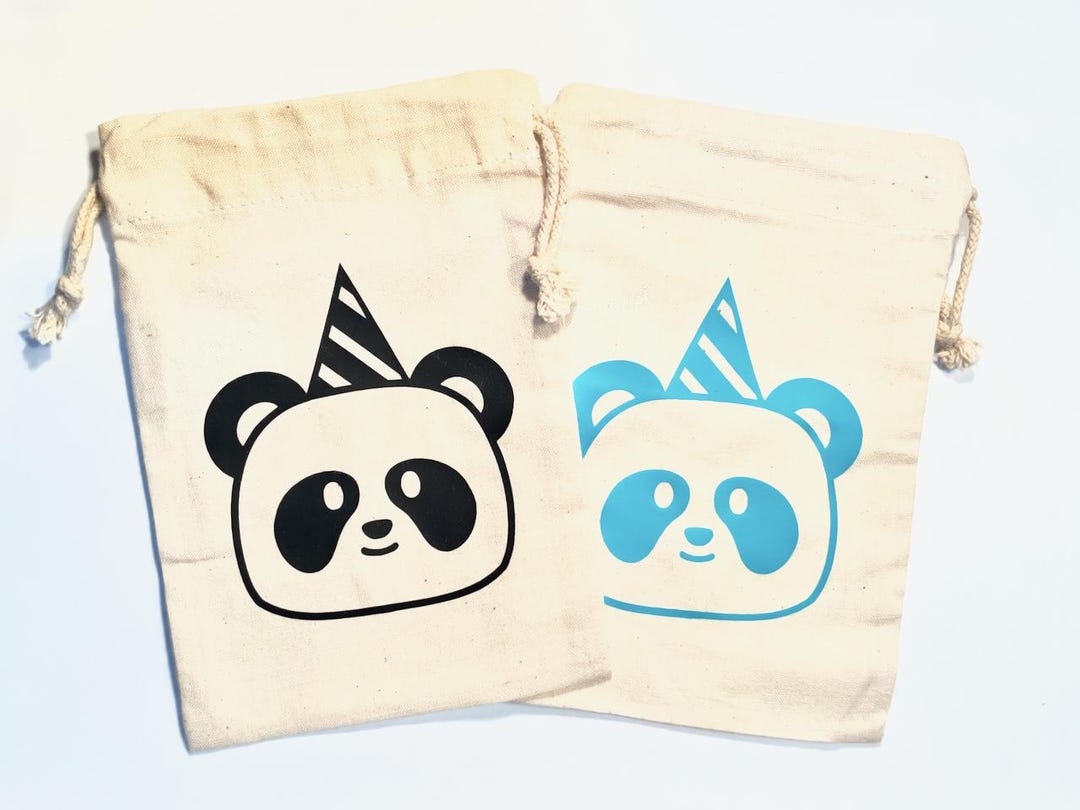 PANDA GIFT BAG Organic Cotton 4x6 Inch Drawstring Bag Pouch, Panda ...
