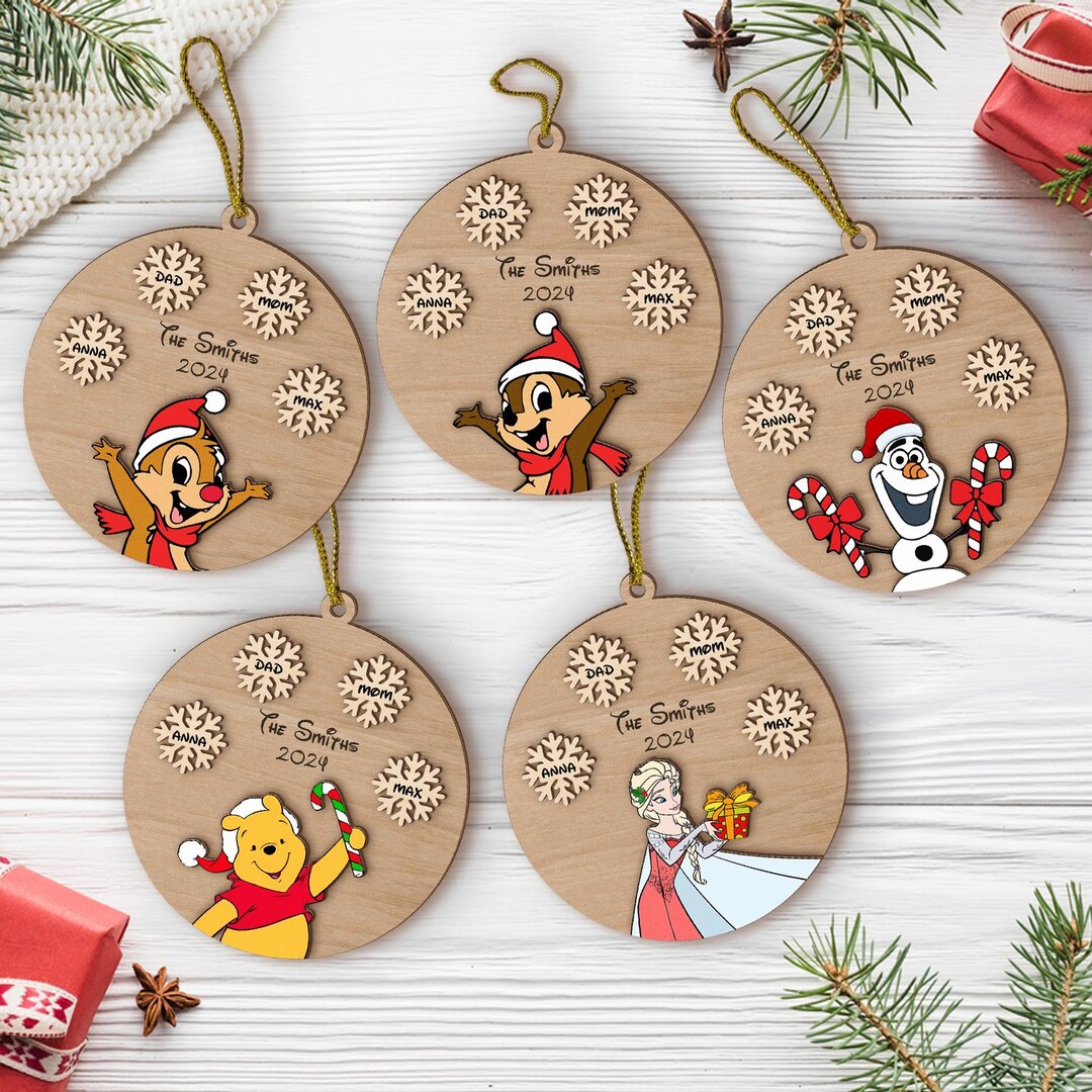 Personalized Disney Character Family Name Ornament, Pooh Ornament ...