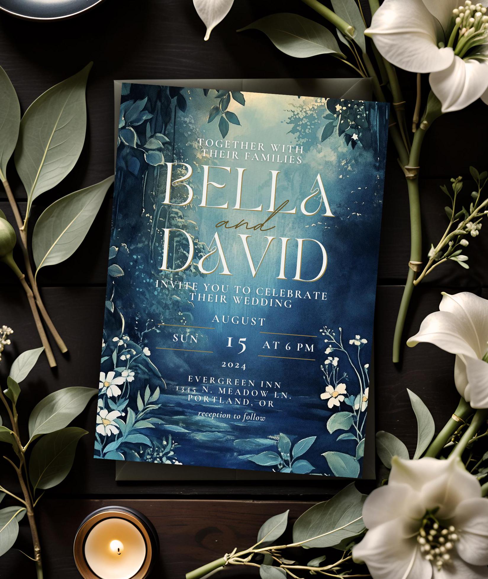 Secret Garden Wedding Invitation, Custom Canva Template, Fantasy ...