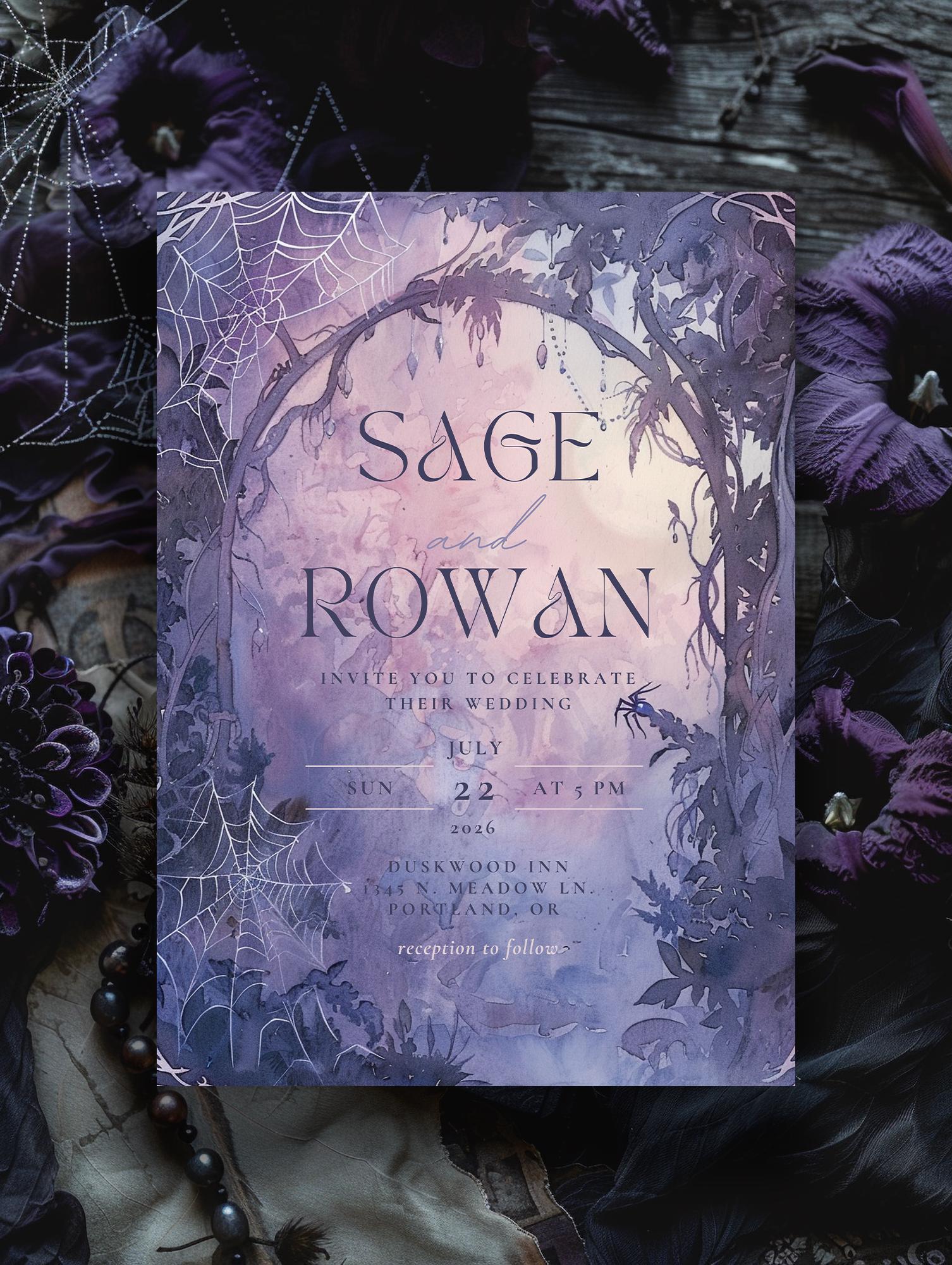 Shadow Webs Wedding Invitation Template, Custom Canva Invitation ...