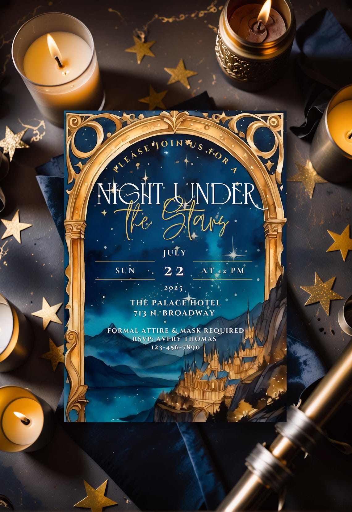 Night Under the Stars Invitation Template, Custom Canva Invitation ...