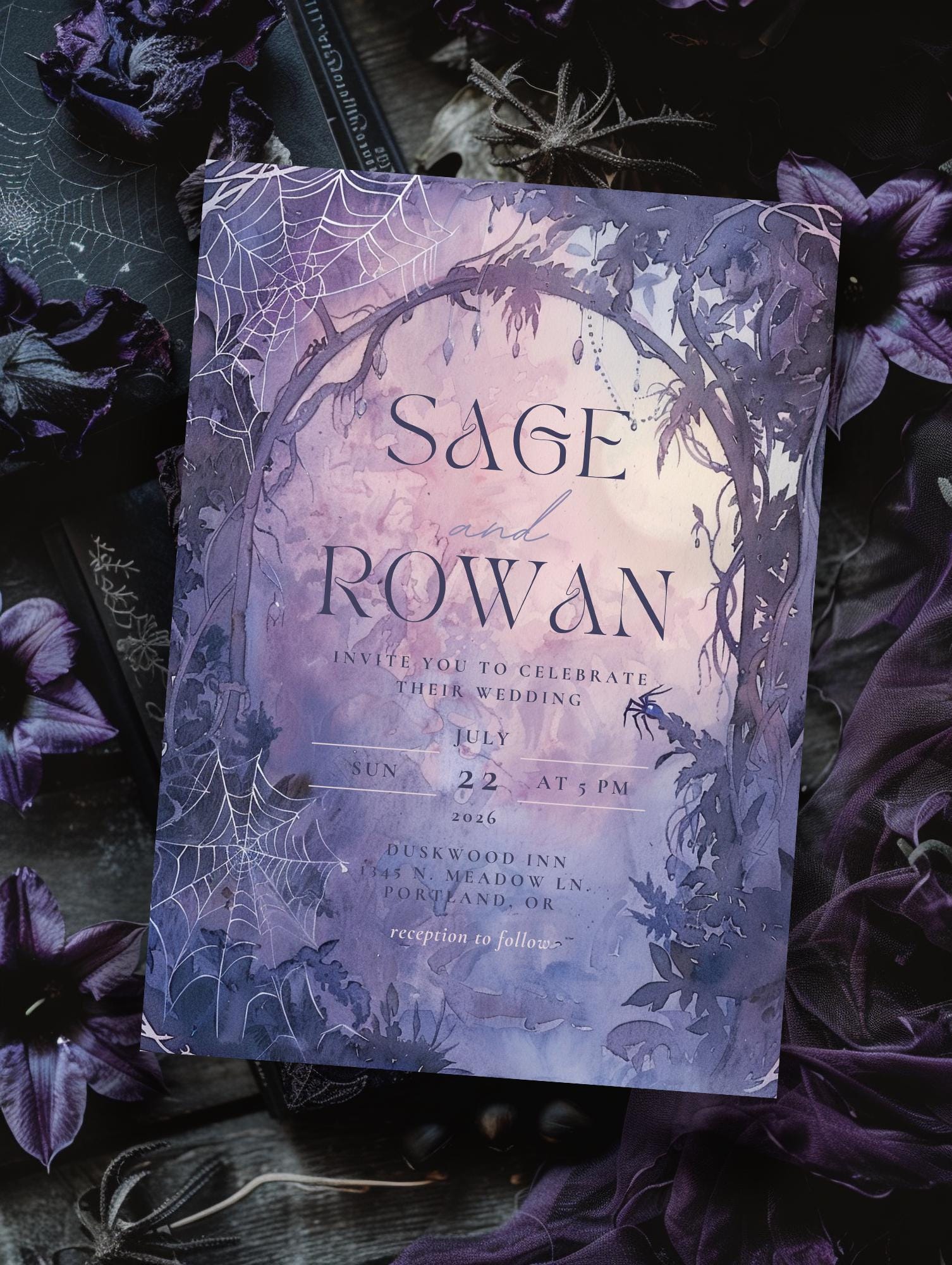 Shadow Webs Wedding Invitation Template, Custom Canva Invitation ...