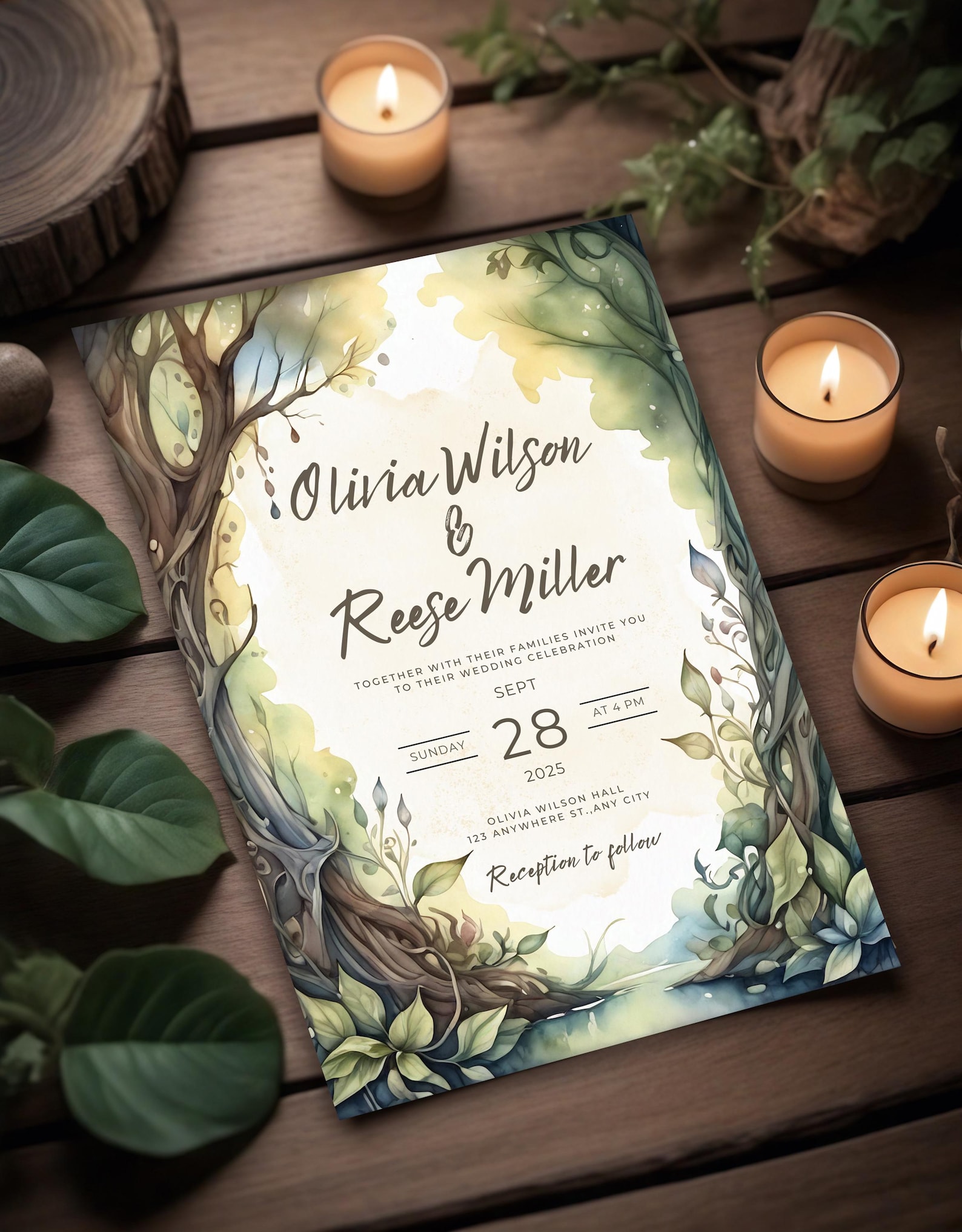 Wedding Invitation Template, Custom Canva Wedding Invitation, Nature ...
