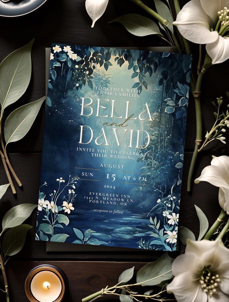 Secret Garden Wedding Invitation, Custom Canva Template, Fantasy ...