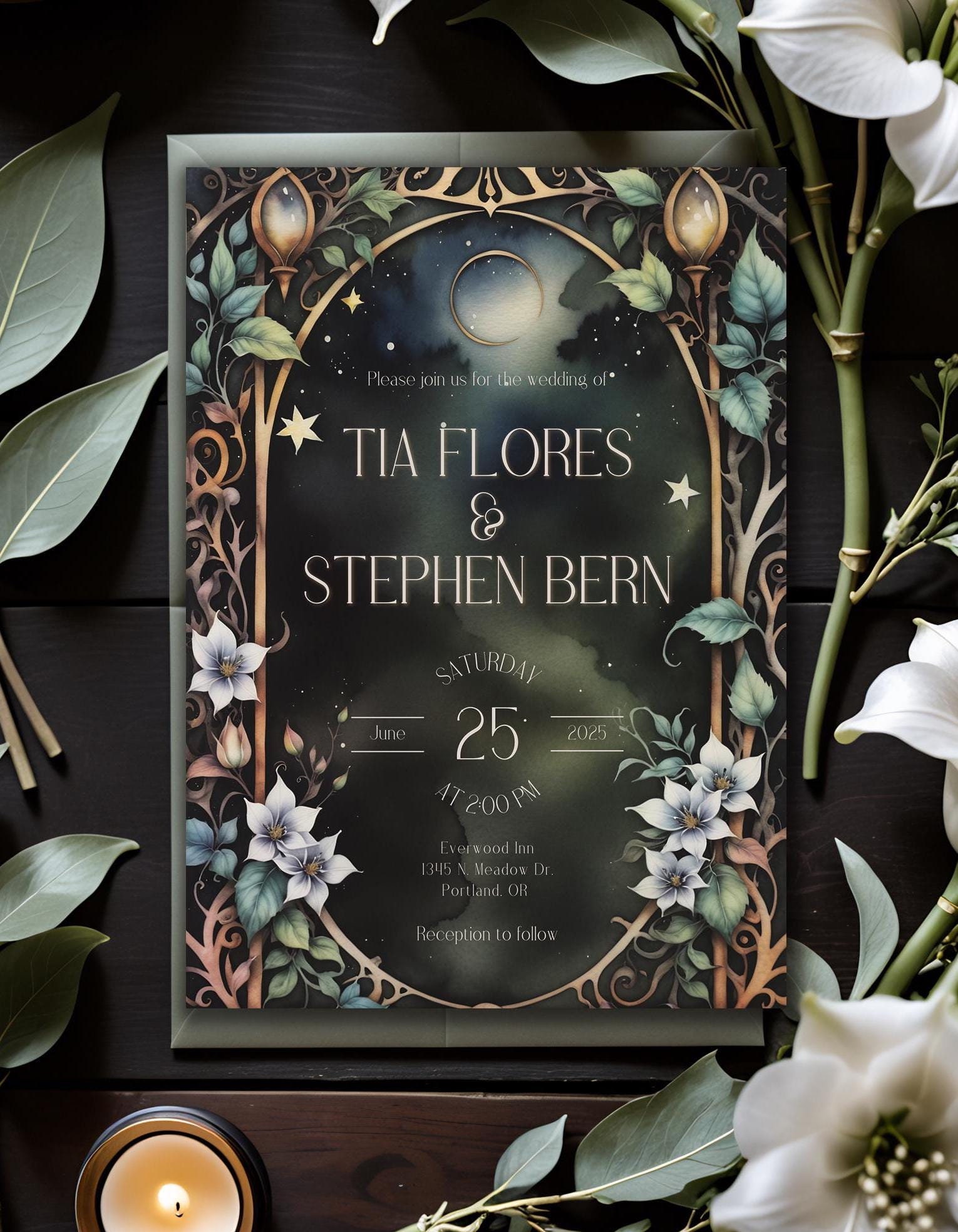 Wedding Invitation Template, Custom Canva Wedding Invitation, Witchy ...