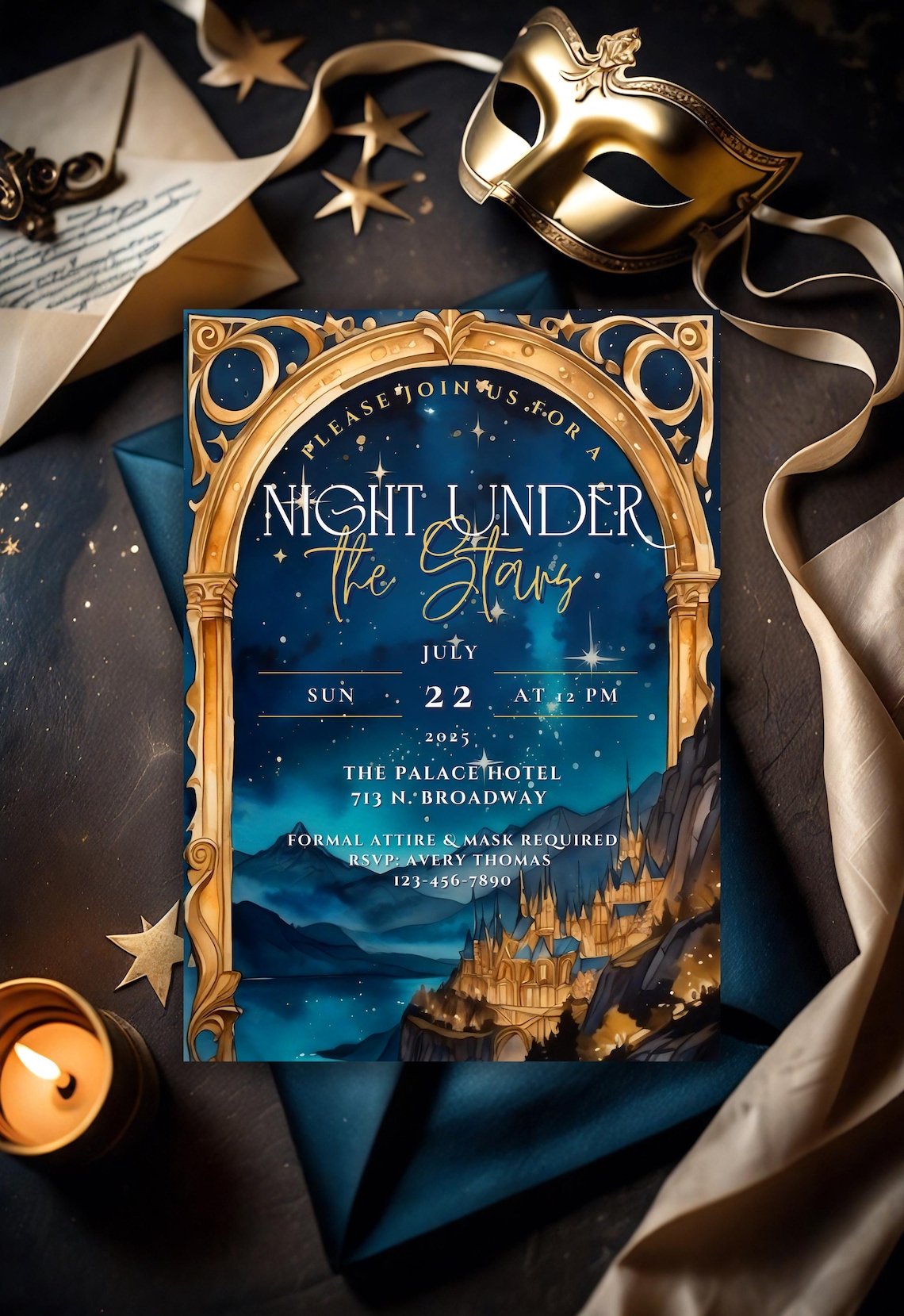 Night Under the Stars Invitation Template, Custom Canva Invitation ...