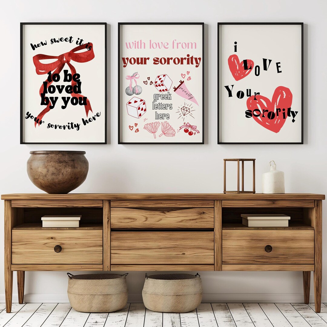 Custom Sorority Prints, Set of Three, Alphi Phi, Dorm Decor, Collage ...