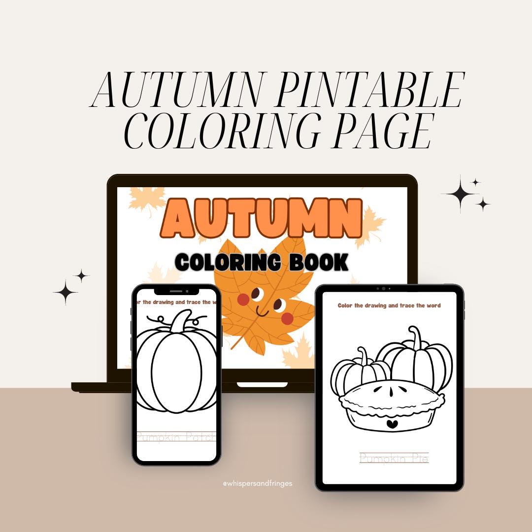 Autumn Themed Coloring Pages for Kids at Home - Etsy