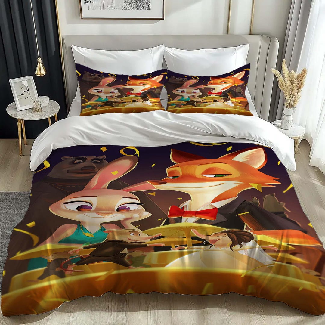 Custom Name Zootopia Quilt Cover, Custom Pillow Cases, Bed Three Piece ...