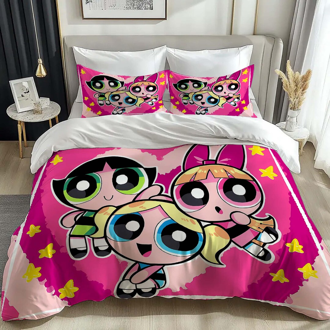 Custom Name Powerpuff Girls Duvet Cover Set, Customized Quilt Cover ...