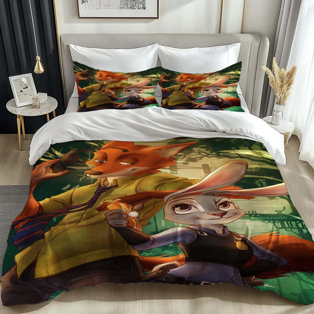 Custom Name Zootopia Quilt Cover, Custom Pillow Cases, Bed Three Piece ...