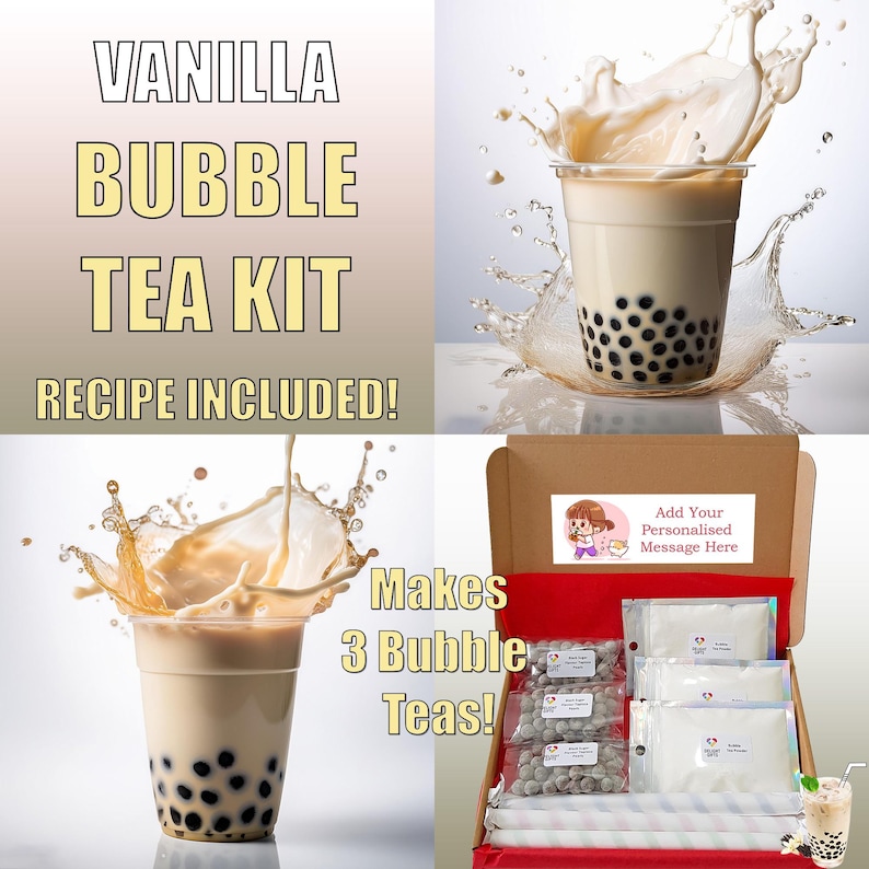 DIY Vanilla Bubble Tea Kit – Makes 3 Servings | Includes Paper Straws & Recipe | Perfect ...