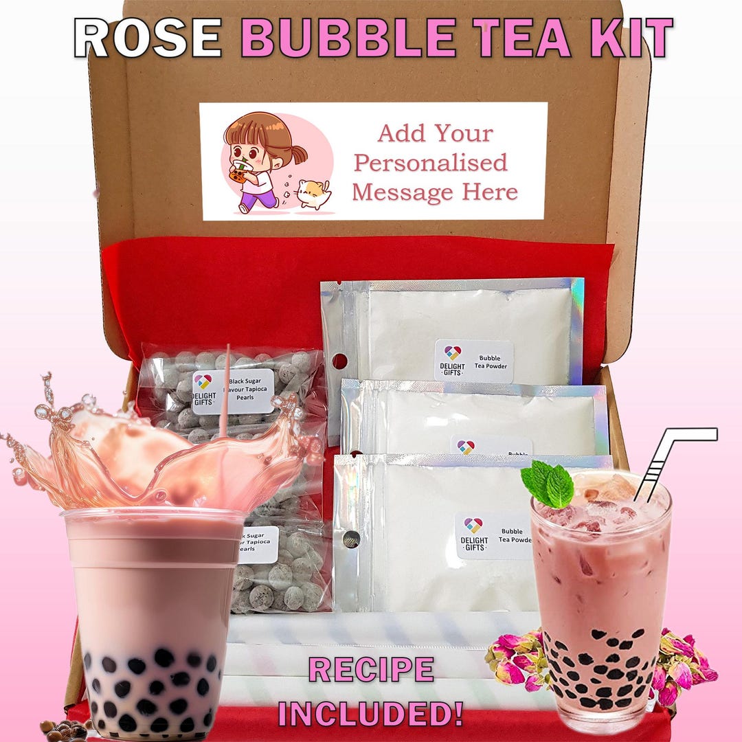 DIY Rose Bubble Tea Kit – Makes 3 Servings, Includes Straws & Tapioca ...