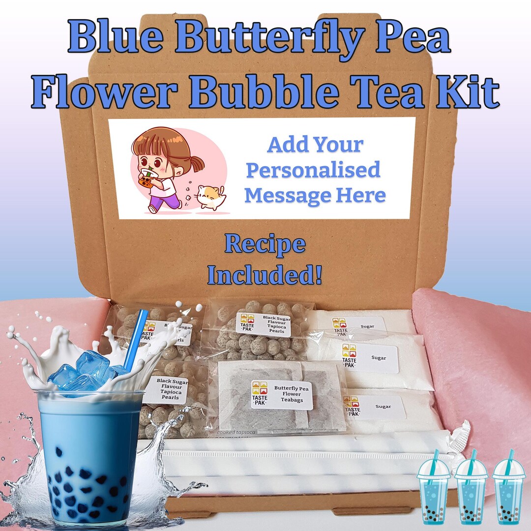 DIY Butterfly Blue Pea Flower Bubble Tea Kit Letterbox Gift | Make 3 ...