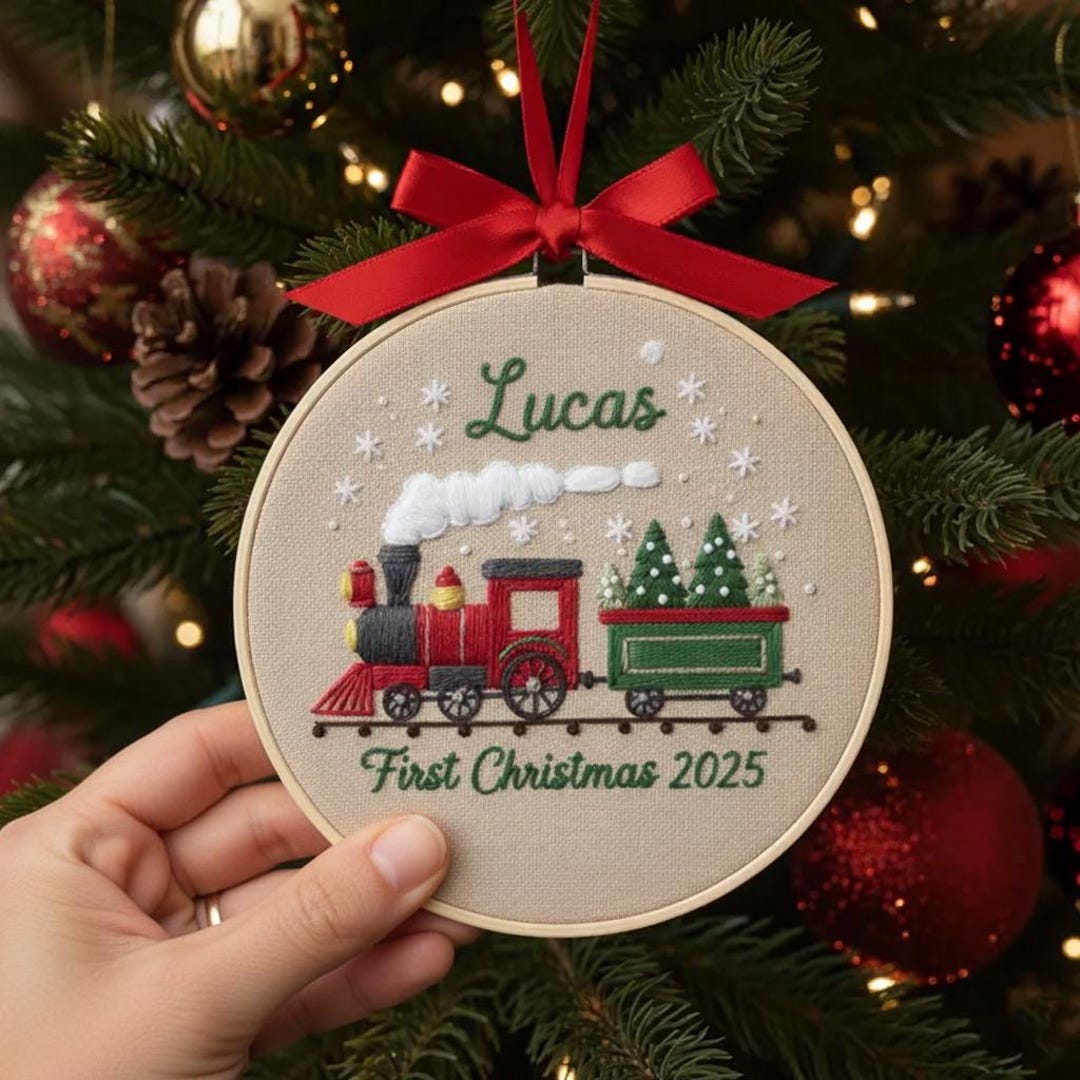 Ornament Personalized Baby’s First Christmas 2025, Custom Embroidered ...