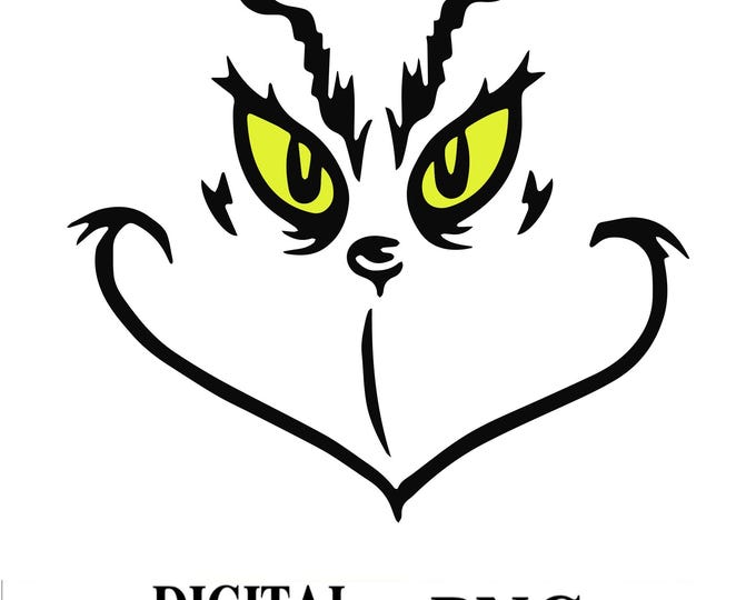 Grinch Face Svg,png, Grinch Face Outline PNG, Christmas Grinch Face ...