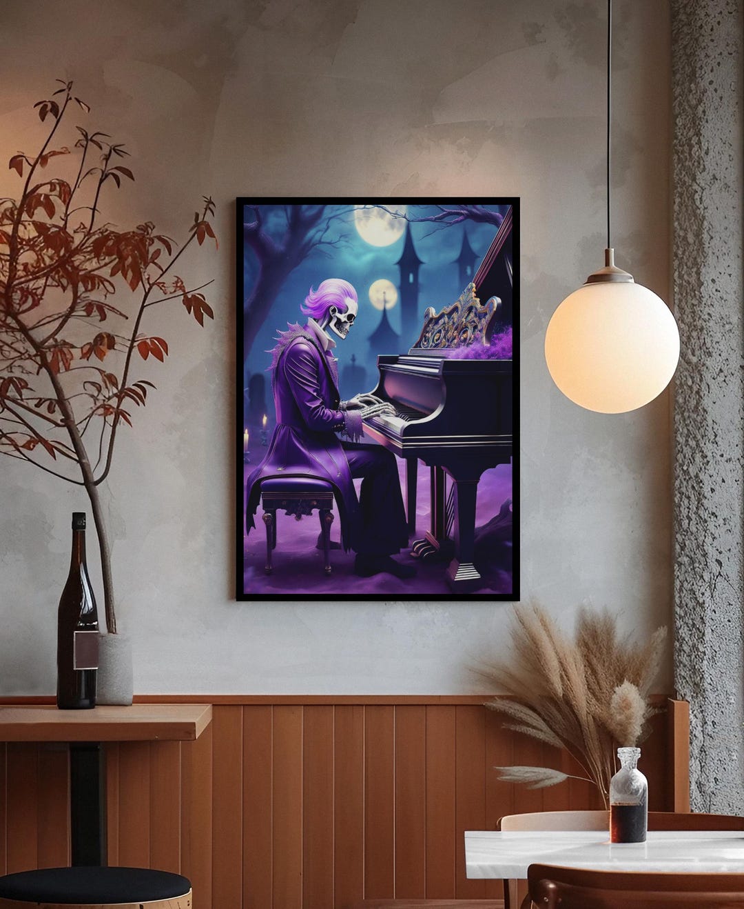 Printable Male Skeleton Piano3, Creepy Dark Musician Art Print ...