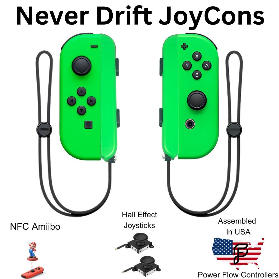 Hall Effect Never Drift Nintendo Switch Joy Con Controllers With Wrist ...